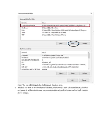 To create anaconda environment user defined path other than default path.docx
