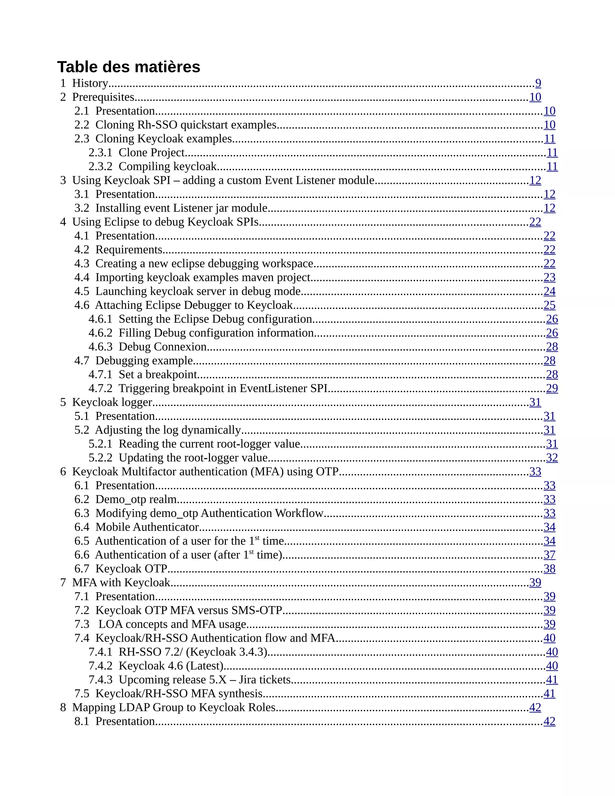 TOC training Keycloak RedhatSSO advanced | PDF
