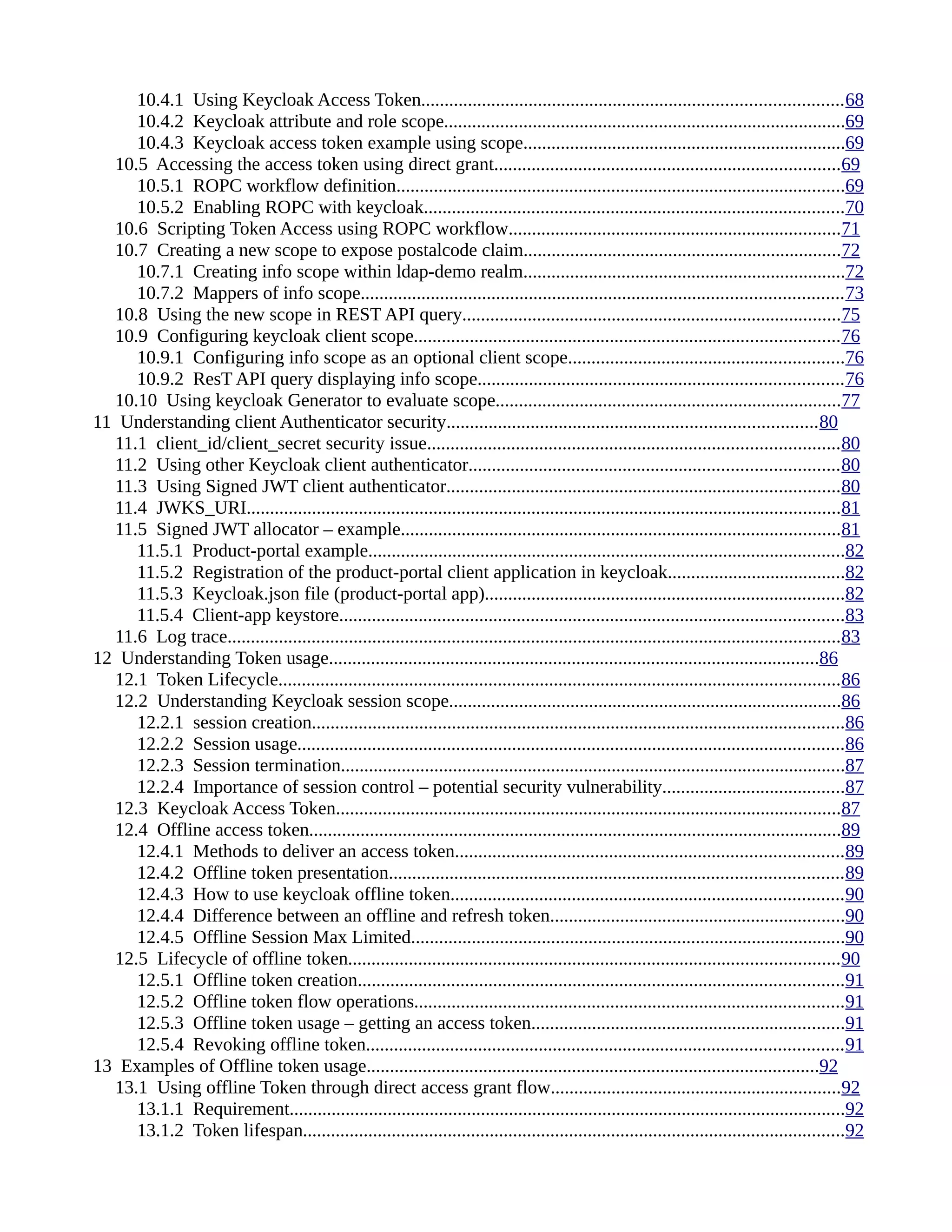 TOC training Keycloak RedhatSSO advanced | PDF