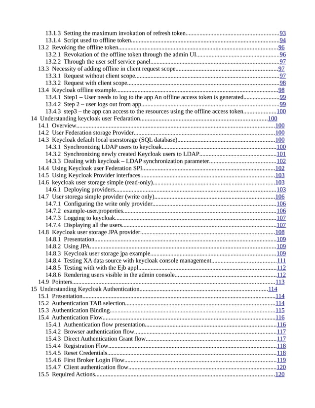 TOC training Keycloak RedhatSSO advanced | PDF