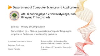 Theory of Computation Kishan Kaushik Presentation | PPT