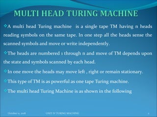 Multi Head, Multi Tape Turing Machine | PPT