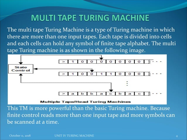 Multi Head, Multi Tape Turing Machine | PPT | Programming Languages | Computing
