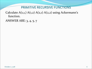 Primitive Recursive Functions | PPT | Programming Languages | Computing