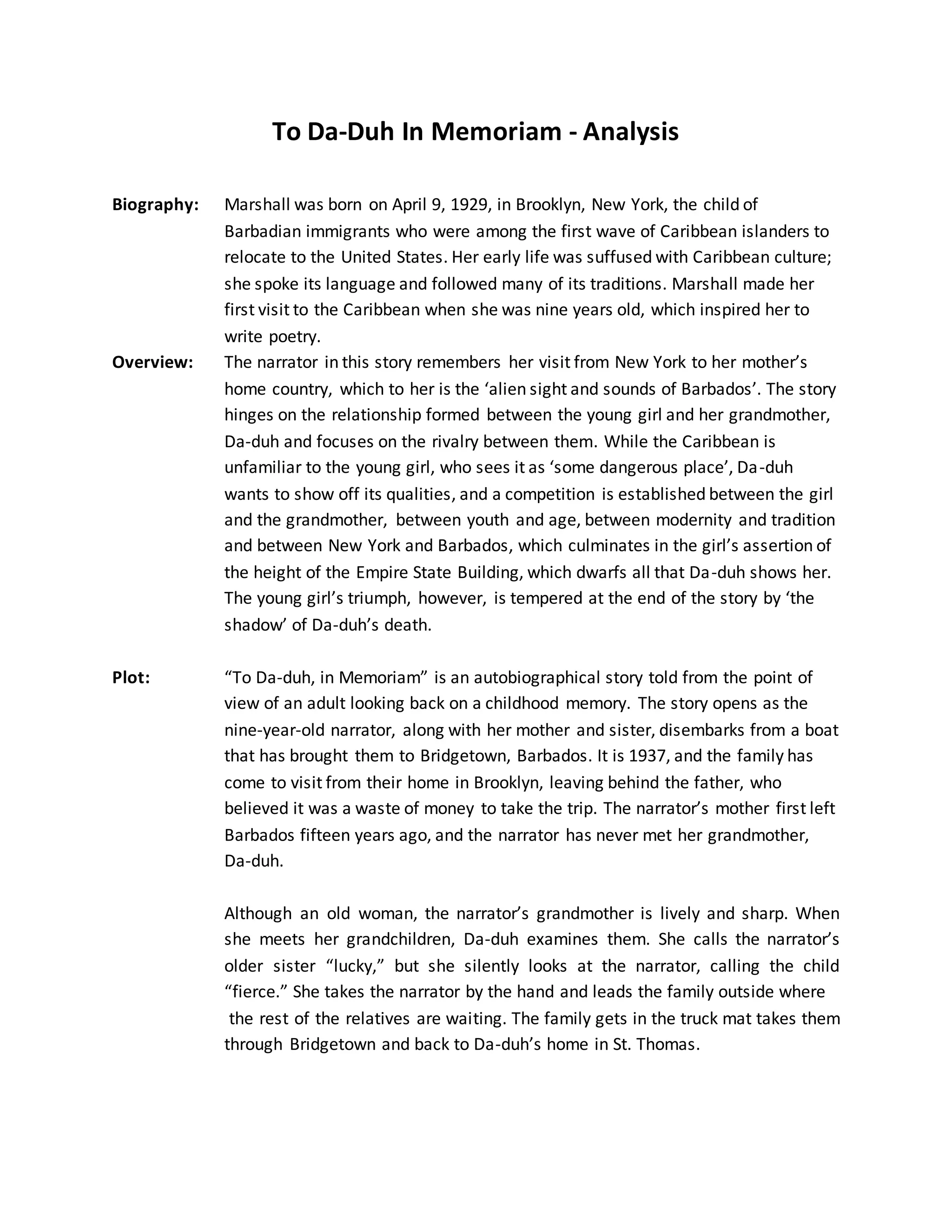 To Da Duh In Memoriam | DOCX