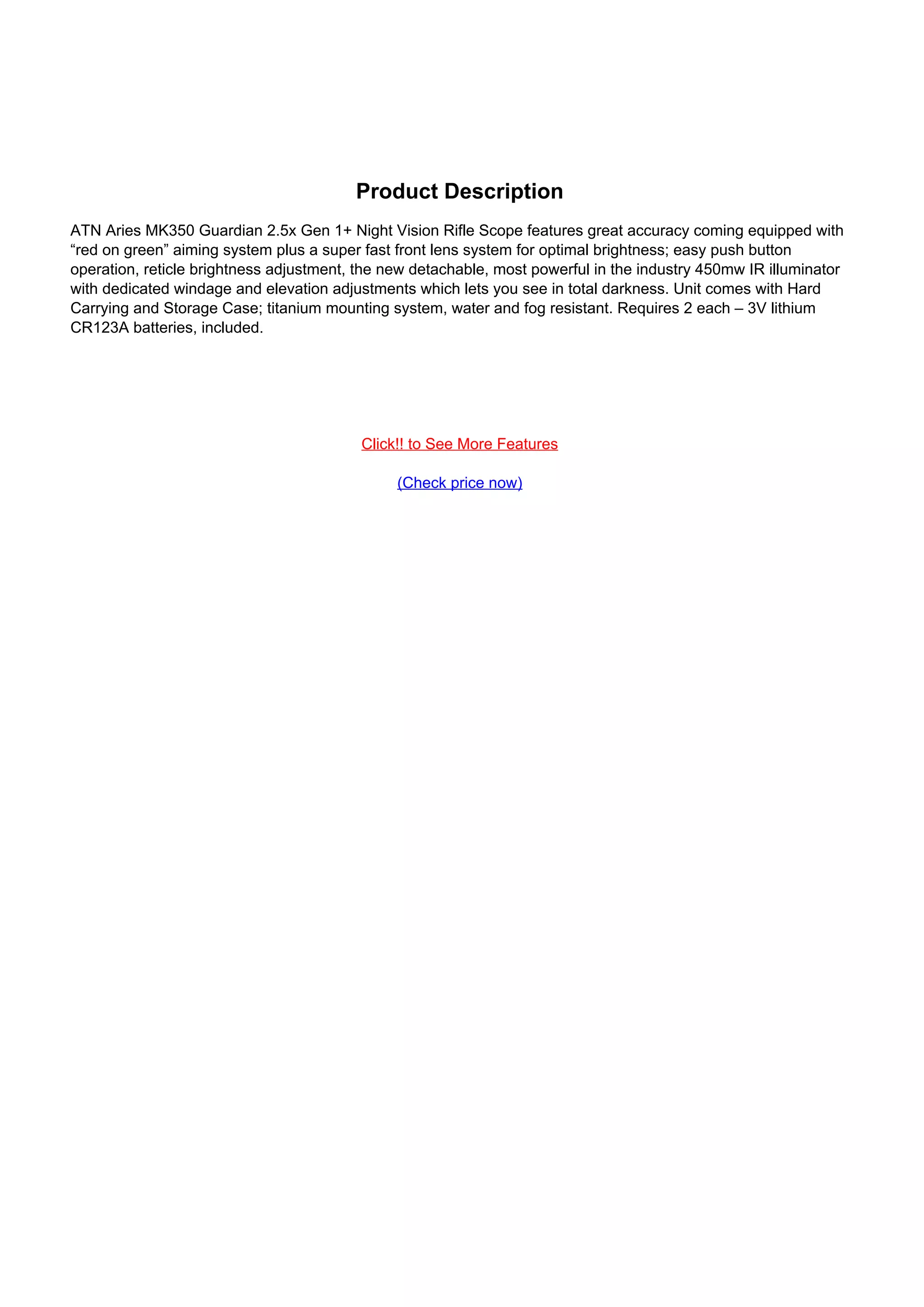 Today atn mk350 guardian gen 1 2.5x magnification night vision rifle ...