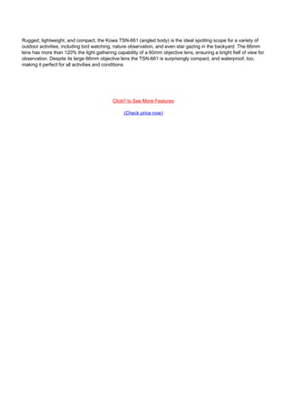 Today kowa tsn 661 standard optics 66mm angled spotting scope | PDF