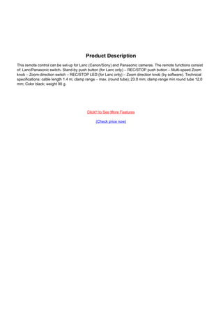 Today manfrotto mvr901 ecpl clamp on remote for panasonic and lanc ...