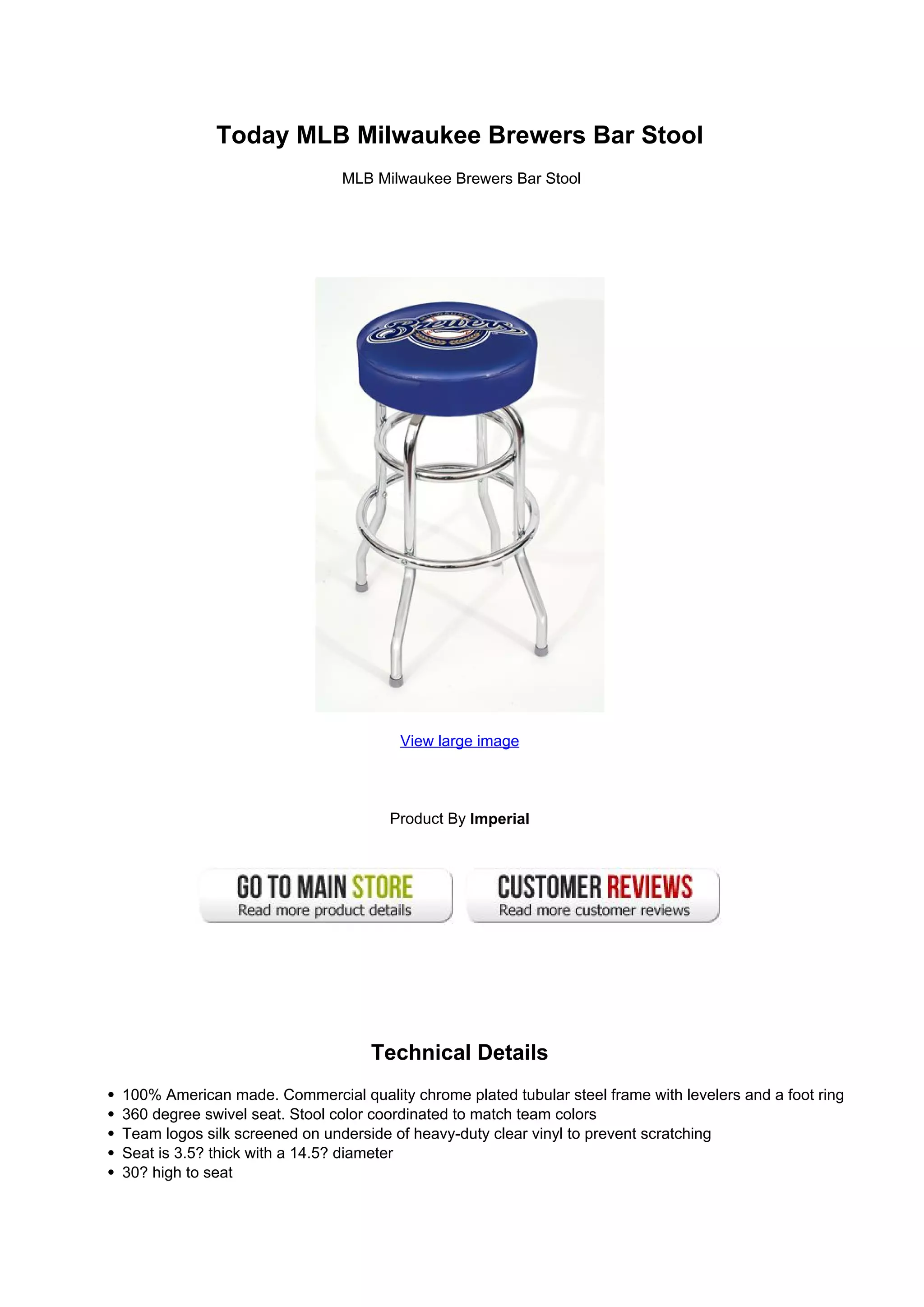 Today mlb milwaukee brewers bar stool | PDF