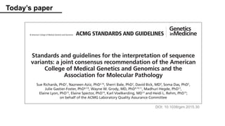 ACMG guidelines 2015: How to interpret DNA variants? [Today's paper] | PDF