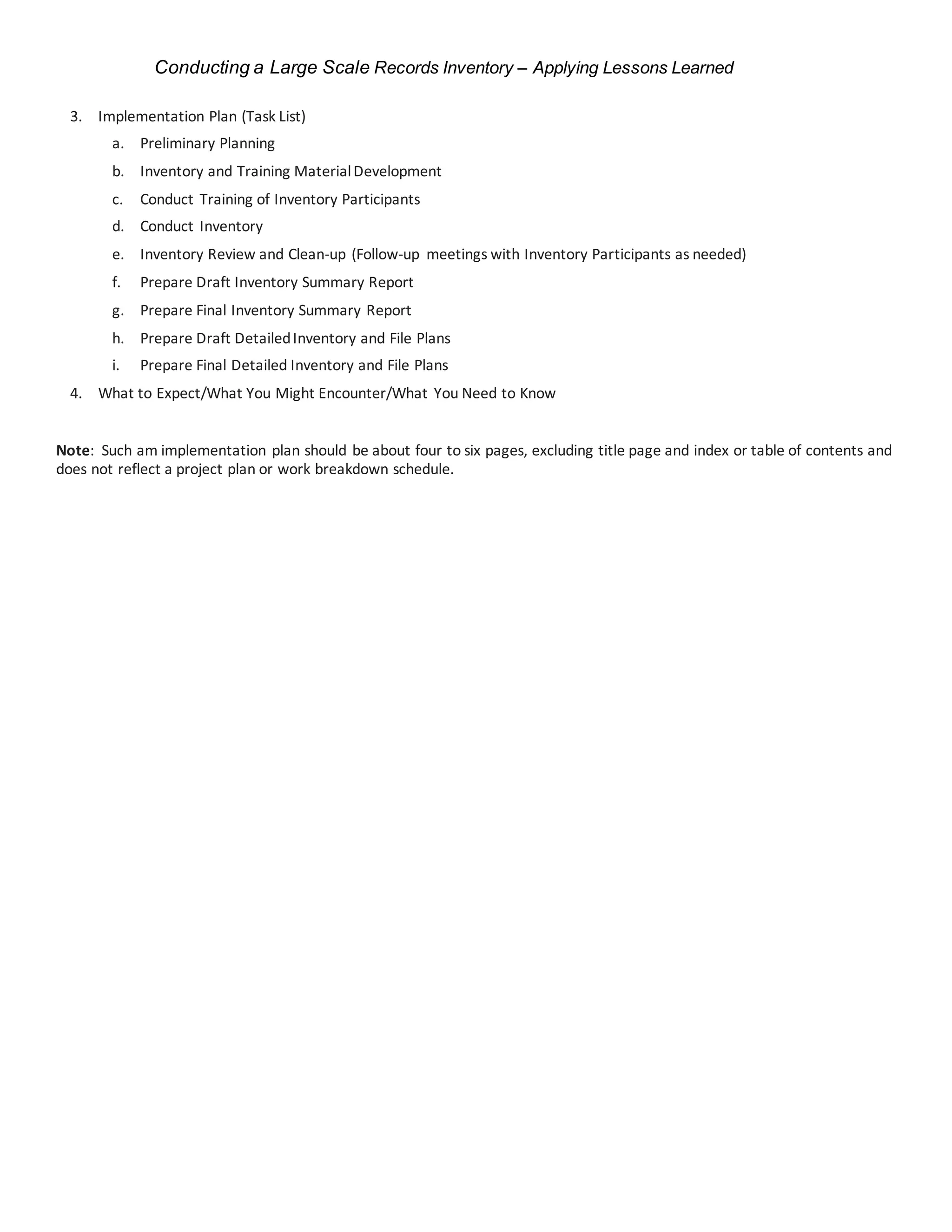 Tod Chernikoff - Conducting large scale records inventory (handout) | DOCX