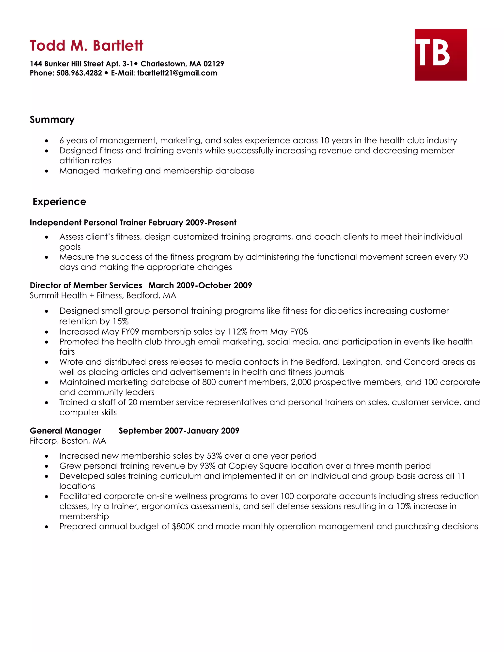 Todd Bartlett Resume | DOC