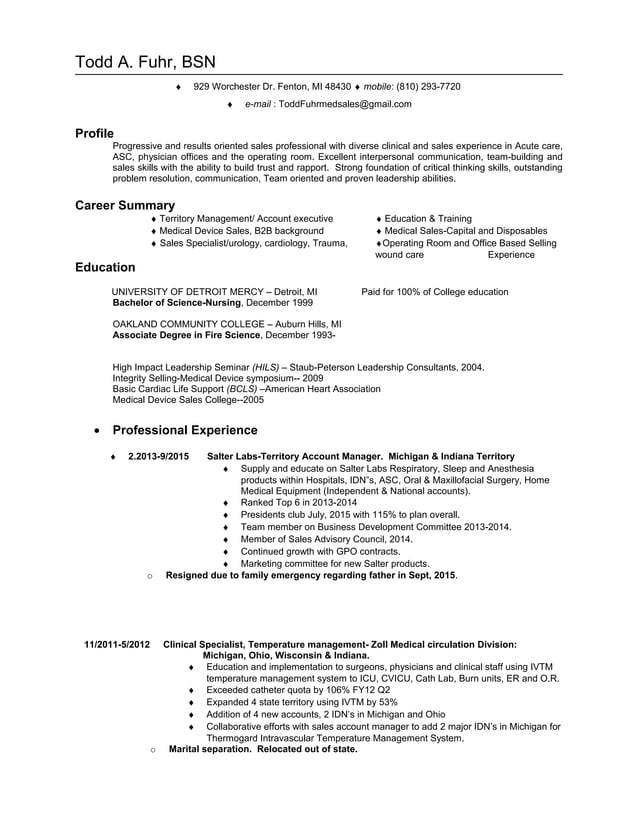Todd Fuhr, BSN 2016 Resume. | PDF
