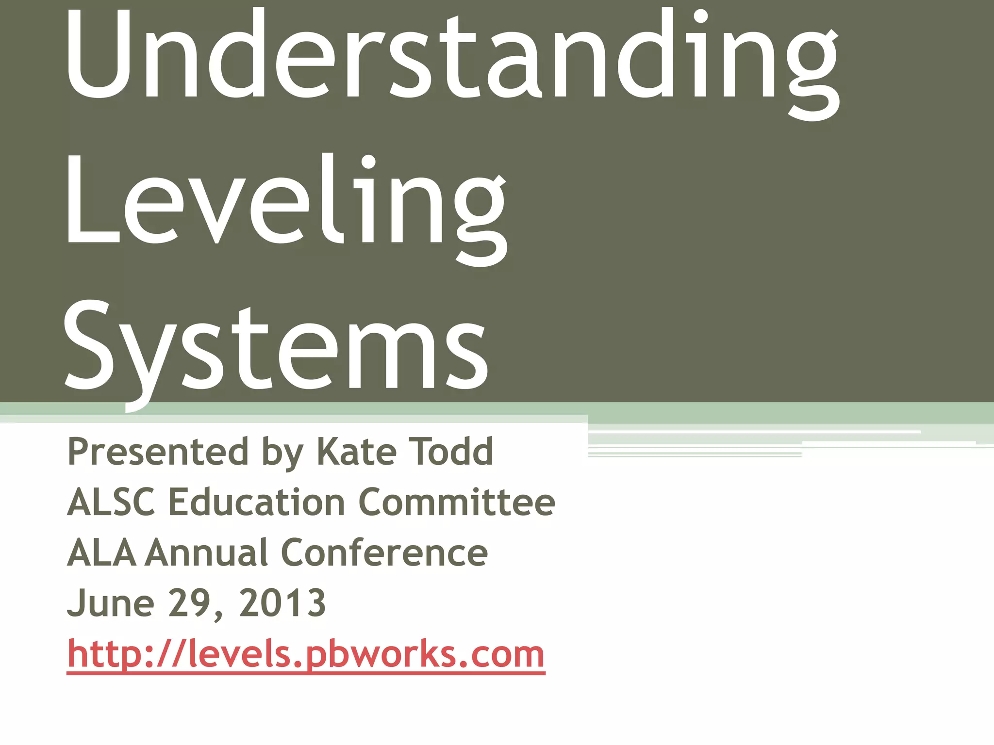 Understanding Leveling Systems | PPT