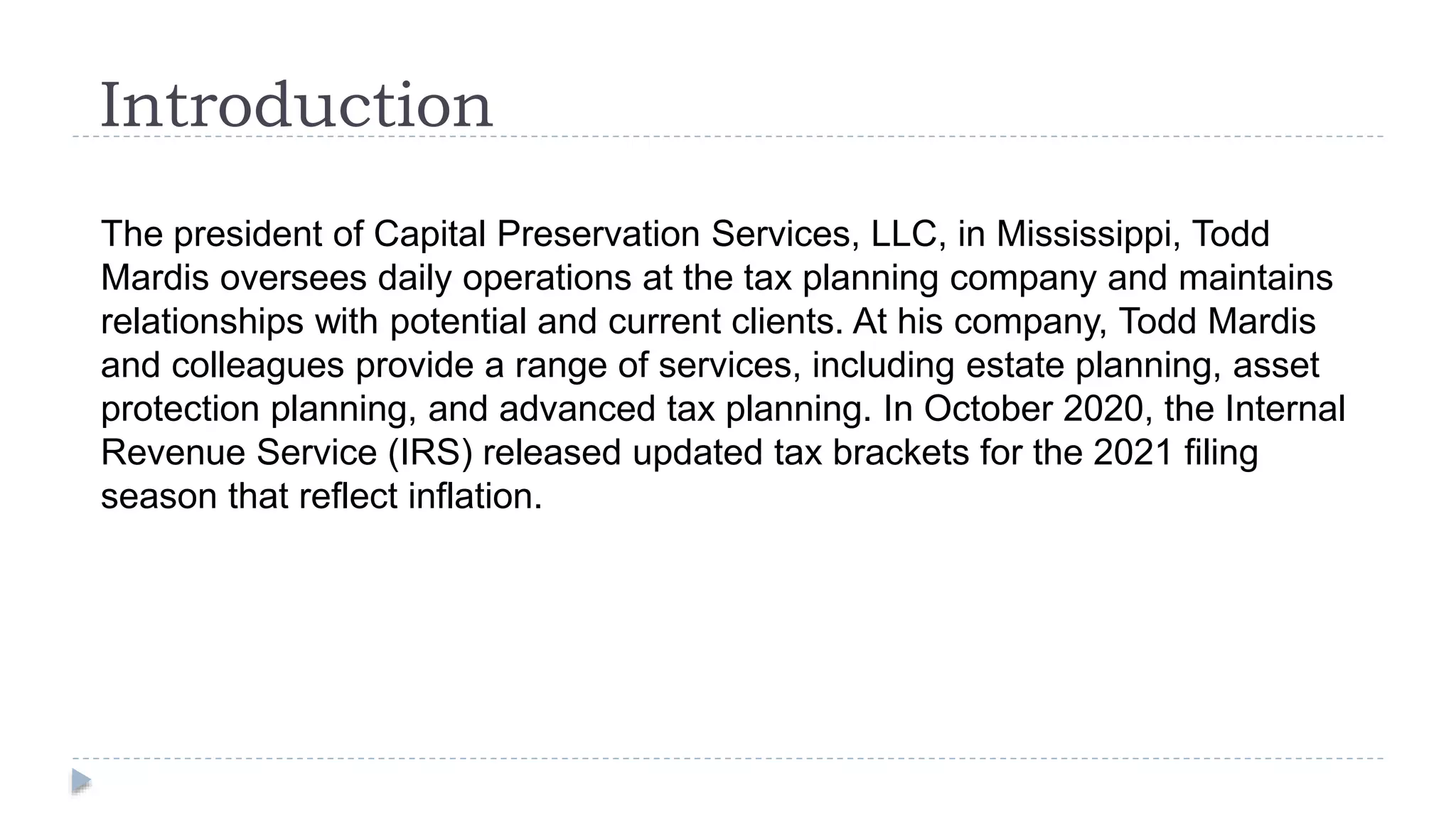 IRS Releases 2021 Filing Season Tax Brackets | PPT
