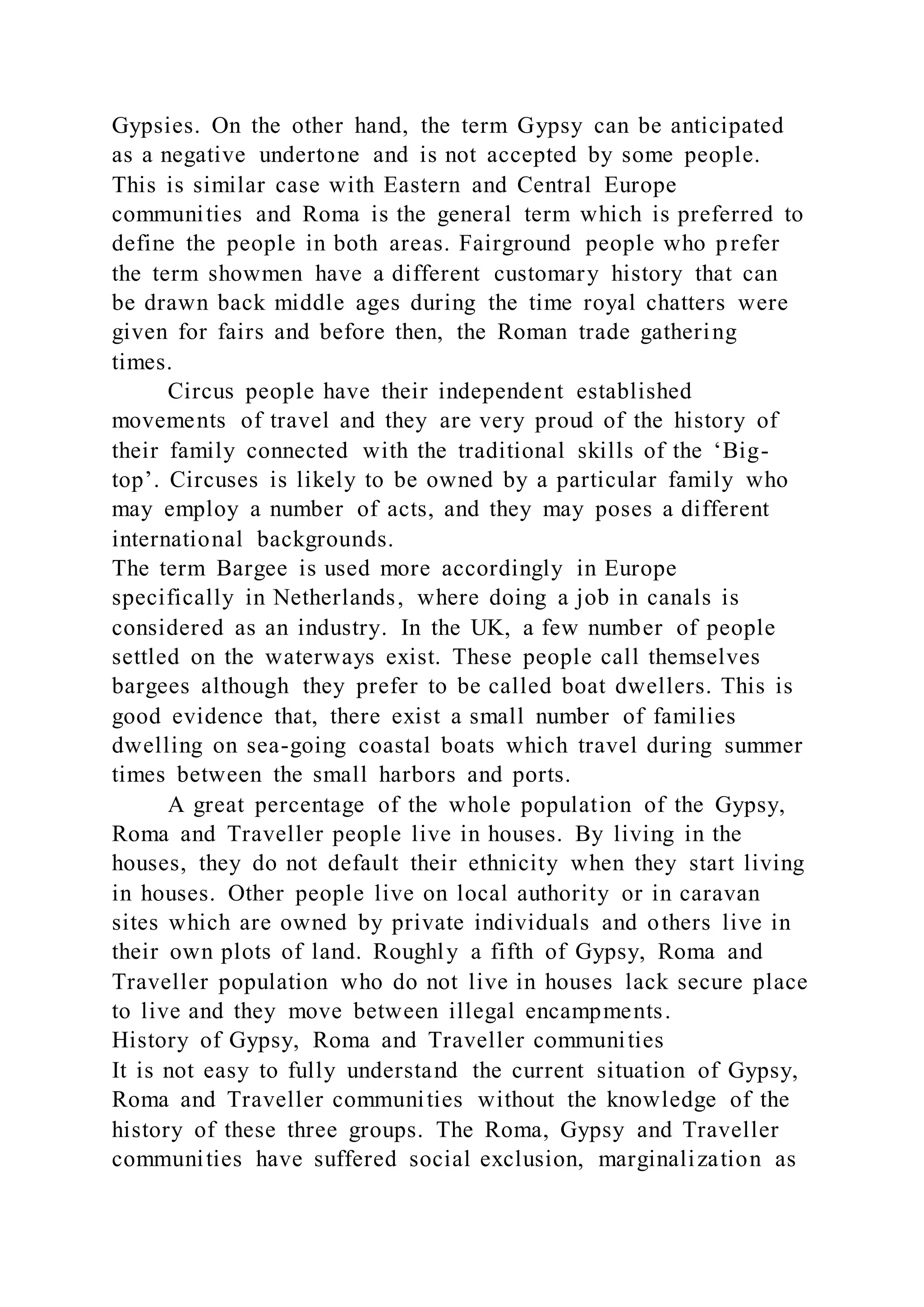 To define the individual of gypsy, roma and traveller communities | DOCX