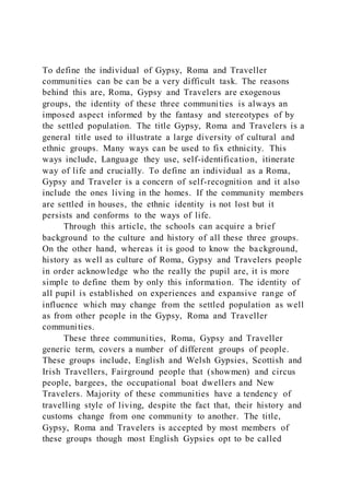 To define the individual of gypsy, roma and traveller communities | DOCX