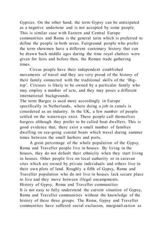 To define the individual of gypsy, roma and traveller communities | DOCX
