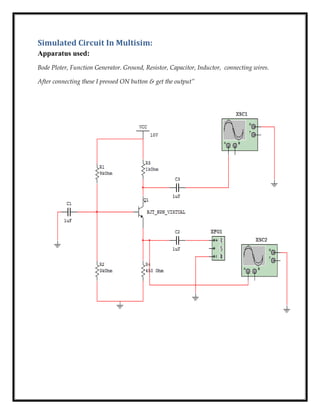To design a common base amplifier using multisim | DOCX
