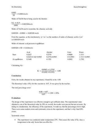 IB IA Chemistry HL Lab | DOCX