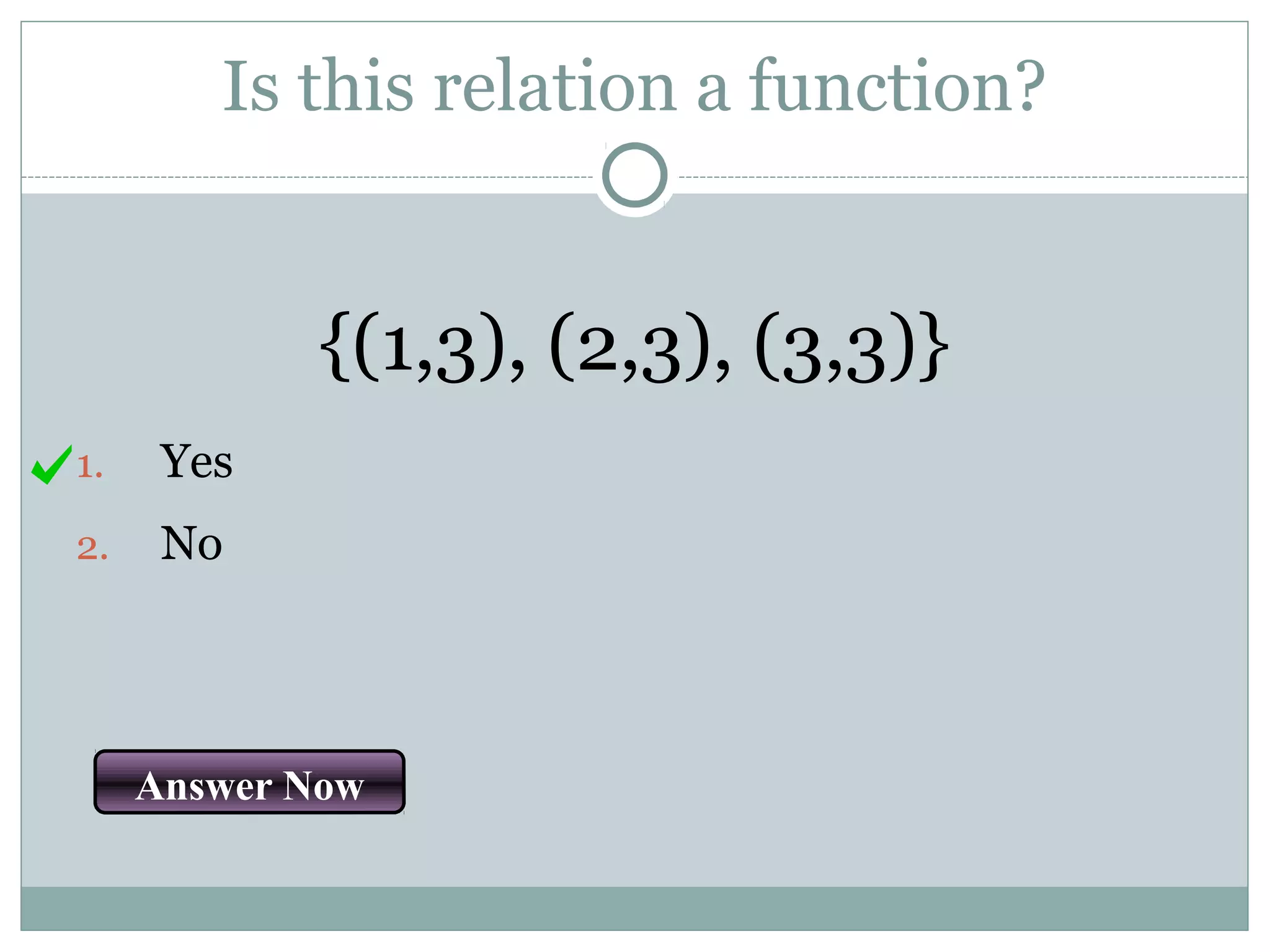 To determine if a relation is a function | PPT