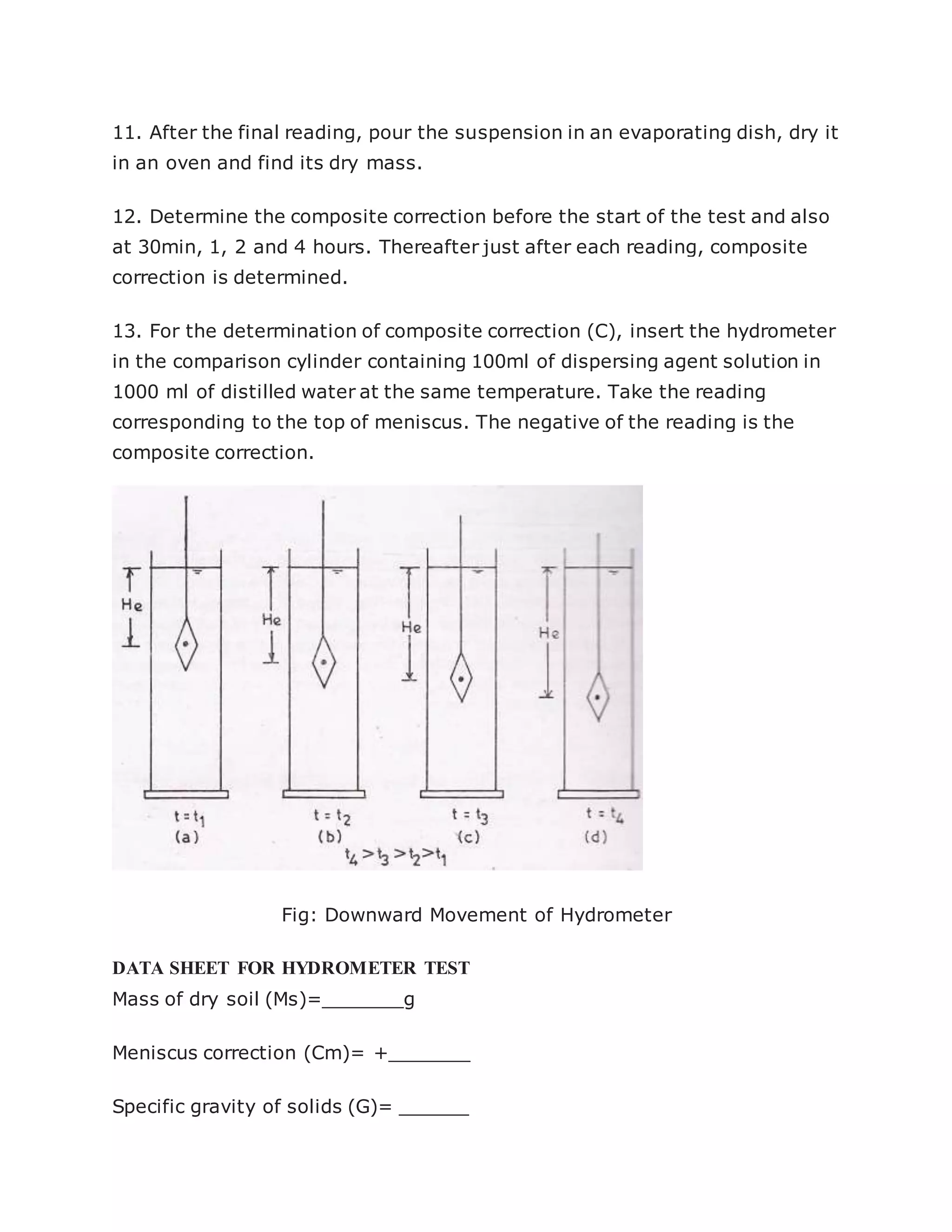 To determine the particle size distribution of soil by hydrometer ...