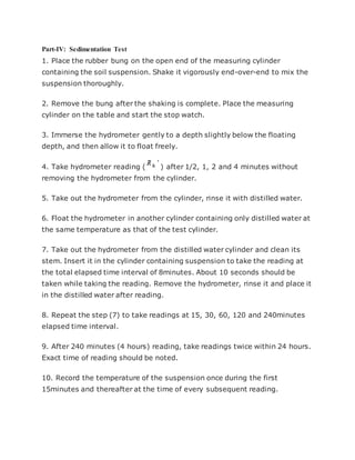 To determine the particle size distribution of soil by hydrometer ...