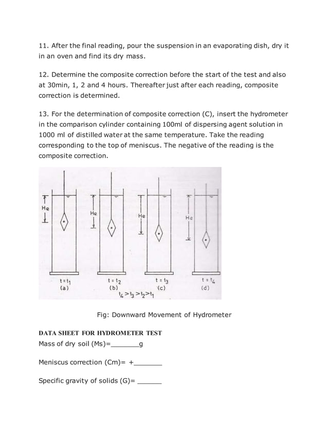 To determine the particle size distribution of soil by hydrometer ...