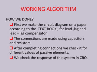 To develope and design compensator system | PPT