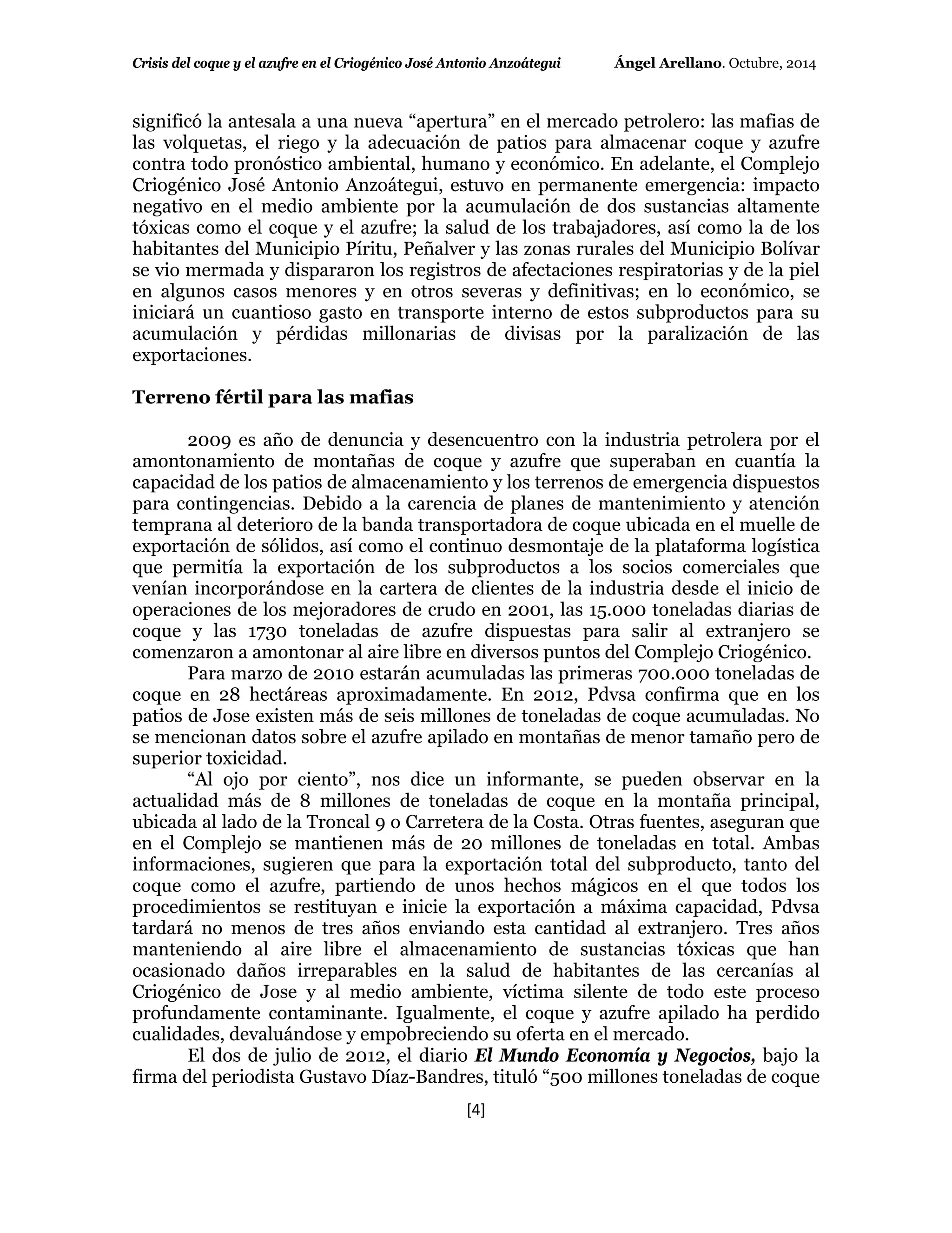 Todo sobre la crisis del coque en Pdvsa Venezuela | PDF