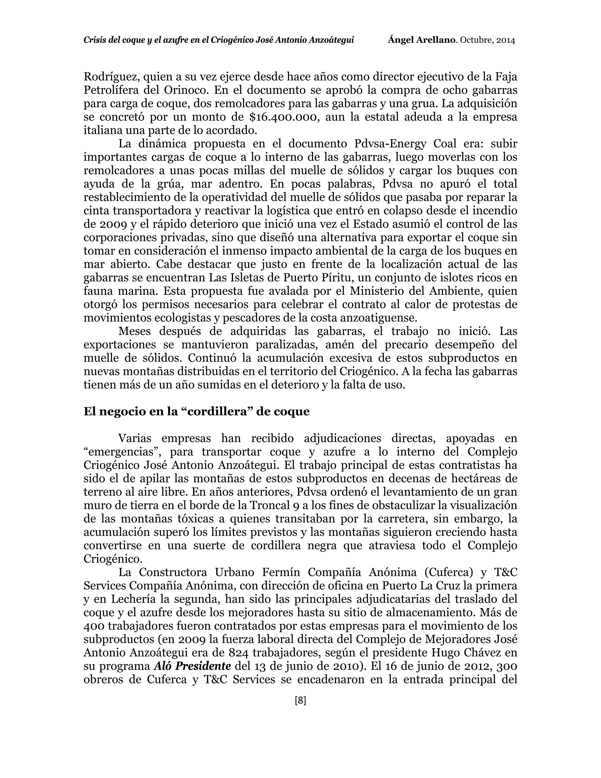 Todo sobre la crisis del coque en Pdvsa Venezuela | PDF