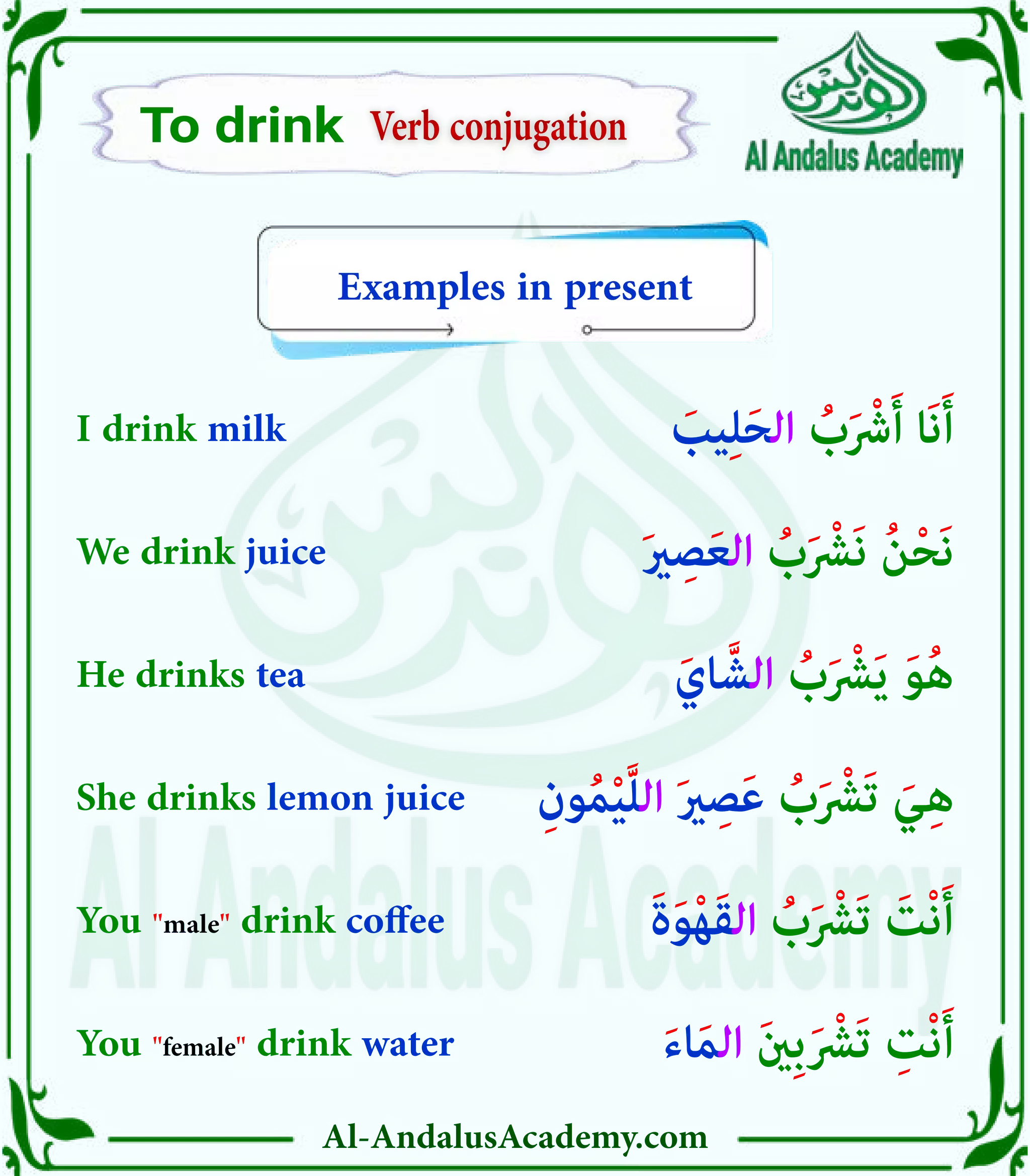 Arabic verbs - To drink | PDF