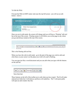 To edit the wiki step by step | DOC | Web Design and HTML | Internet