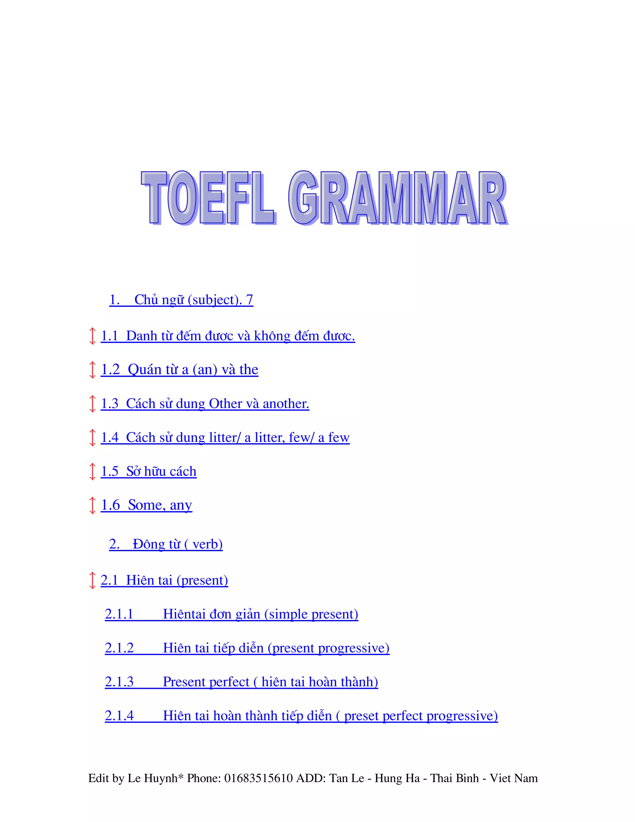 Toefl grammar | PDF