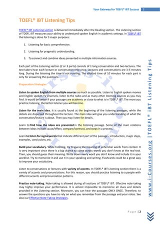 Toefl I Bt Listening Tips | PDF