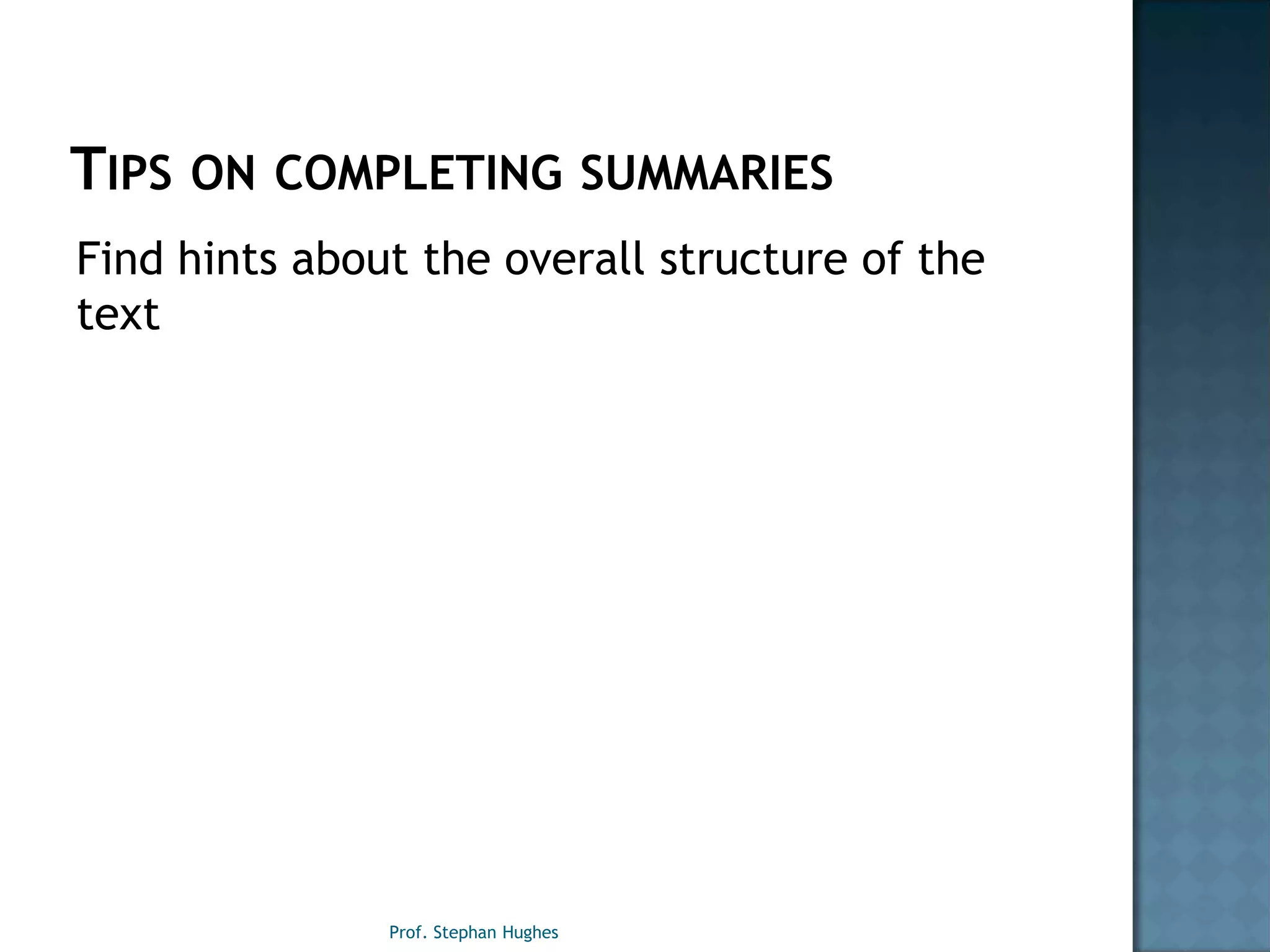 Toefl ibt reading section summaries and charts.ppt