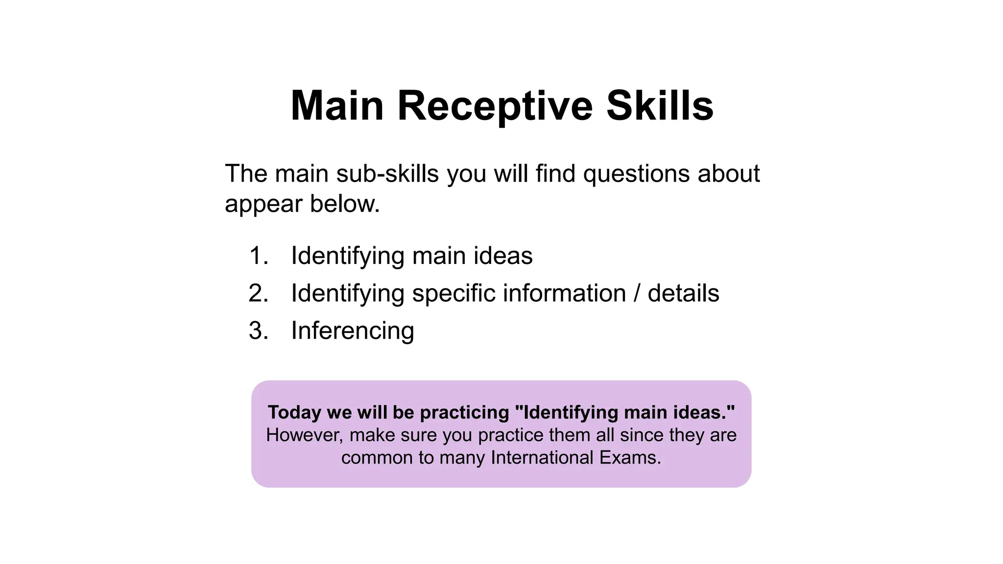 TOEFL ITP Level 2 - Identifying main ideas (3).ppsx