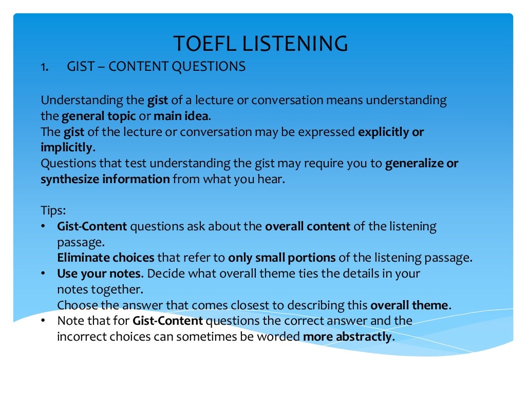 Toefl listening