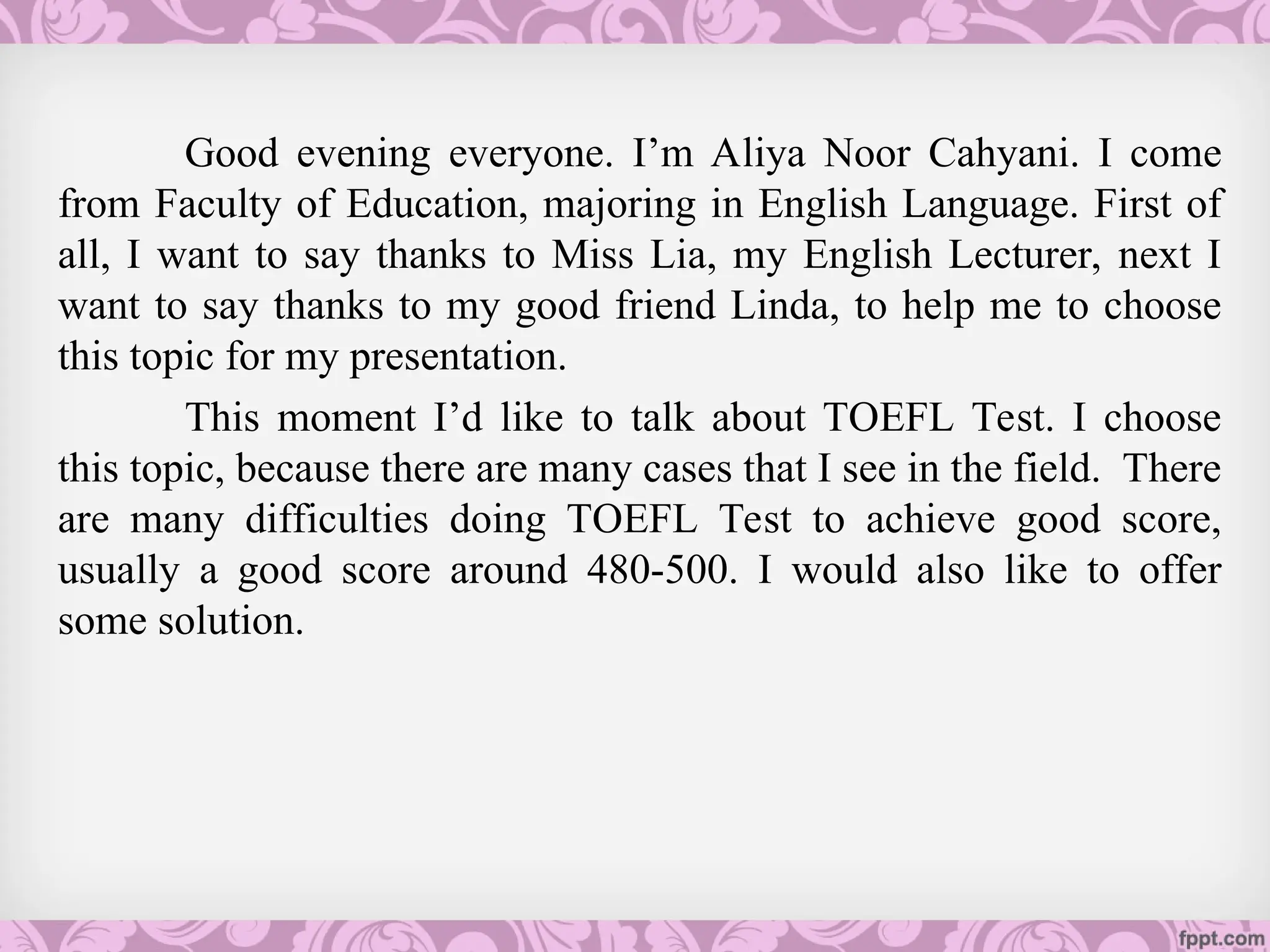 TOEFL Overview as the preliminary to take the test.ppt