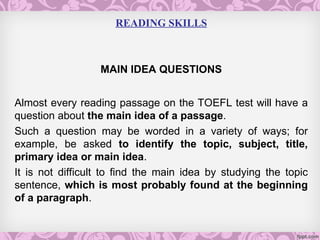 TOEFL Overview as the preliminary to take the test.ppt