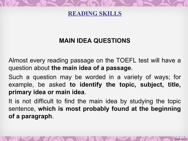 TOEFL Overview as the preliminary to take the test.ppt
