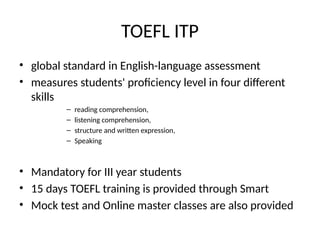 TOEFL ITP ELIGIBILITY AND SCORE INFORMATION | PPTX