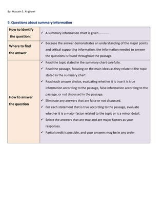 TOEFL reading: types of questions | PDF