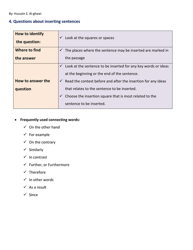 TOEFL reading: types of questions | PDF | Internet for Beginners | Internet