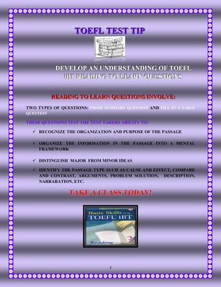 TOEFL iBT Reading Test Tips | PDF