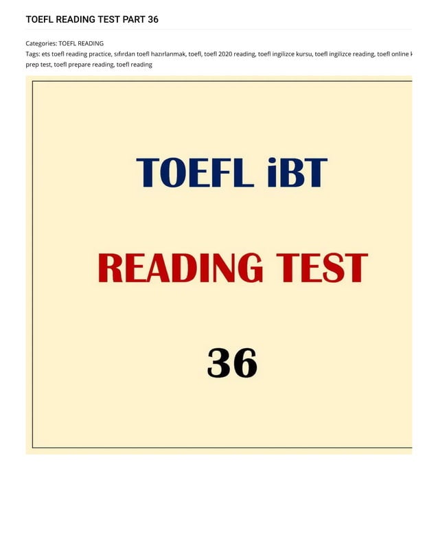 Toefl reading test 36 | PDF