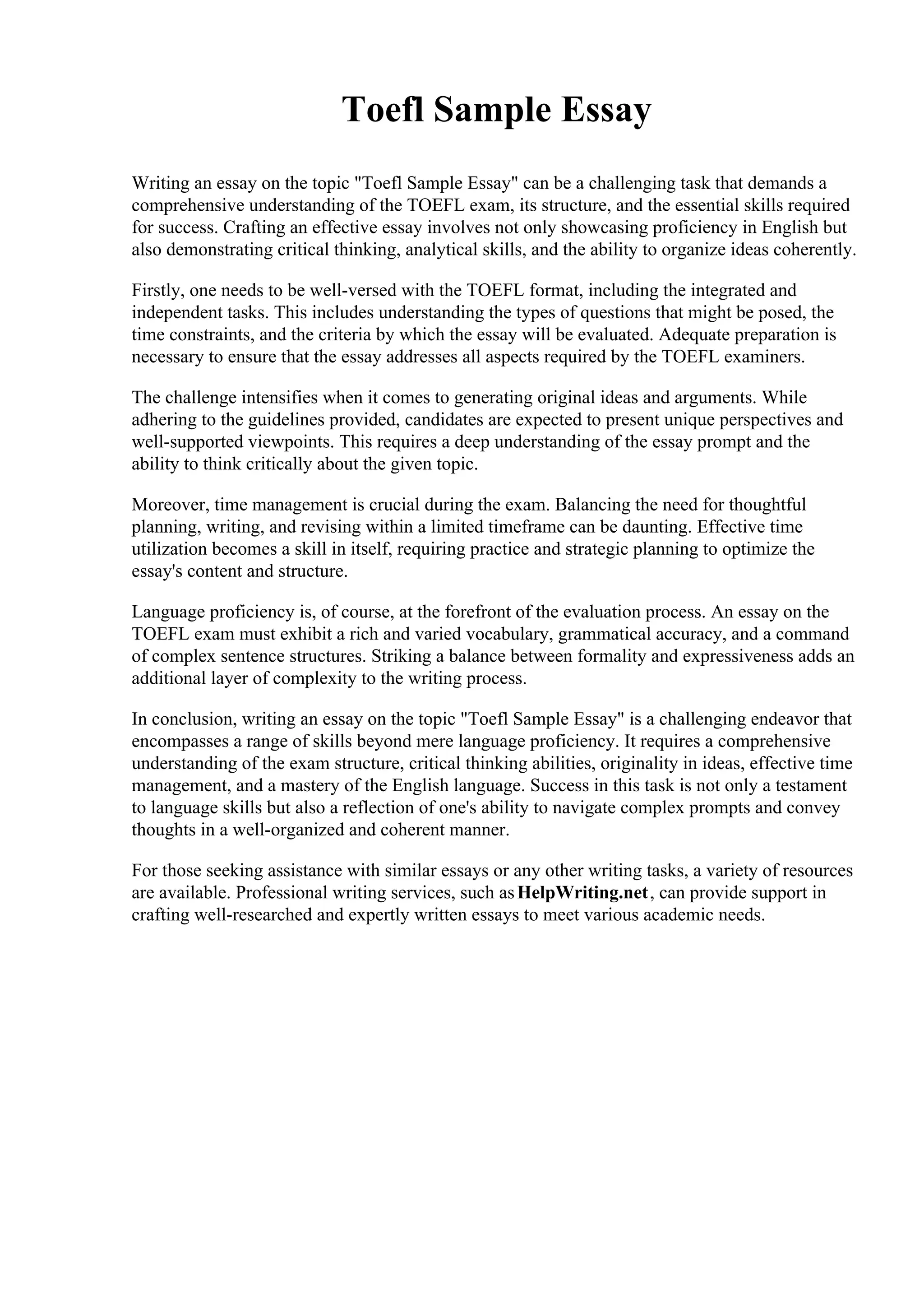 Toefl Sample Essay | PDF