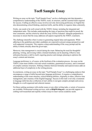 Toefl Sample Essay | PDF