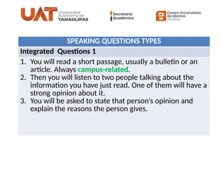 toefl tips for the speaking section of the TOEFL iBT | PPTX