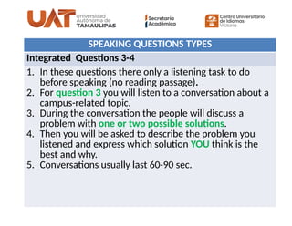 toefl tips for the speaking section of the TOEFL iBT | PPTX